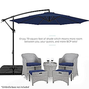 Best Choice Products 10ft Offset Hanging Market Patio Umbrella w/Easy Tilt Adjustment, Polyester Shade, 8 Ribs for Backyard, Poolside, Lawn and Garden - Navy Blue