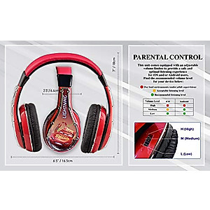 eKids Cars Kids Headphones, Adjustable Headband, Stereo Sound, 3.5Mm Jack, Wired Headphones for Kids, Tangle-Free, Volume Control, Childrens Headphones Over Ear for School Home, Travel