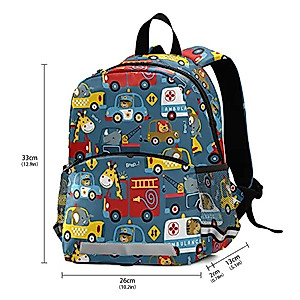 Forest Animal Car Truck Toddler Backpack for Kids Boy Girls Age 3-6, Preschool Mini Backpack with Leash