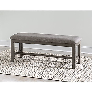 HFO Allston Park 19.5" Upholstered Fabric Farmhouse Rustic Solid Wood Dining Bench for Kitchen Dining Room in Gray