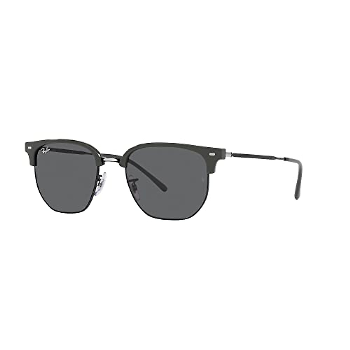 Ray-Ban RB4416 New Clubmaster Square Sunglasses, Green on Black/Dark Grey, 53 mm