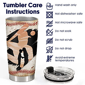 34HD Mothers Day Gifts for Mom, Baseball Mom Tumbler with Lid, 20oz Vacuum Insulated Baseball Coffee Mug Sport, Cool Birthday Softball Gifts for Mama from Son, Husband