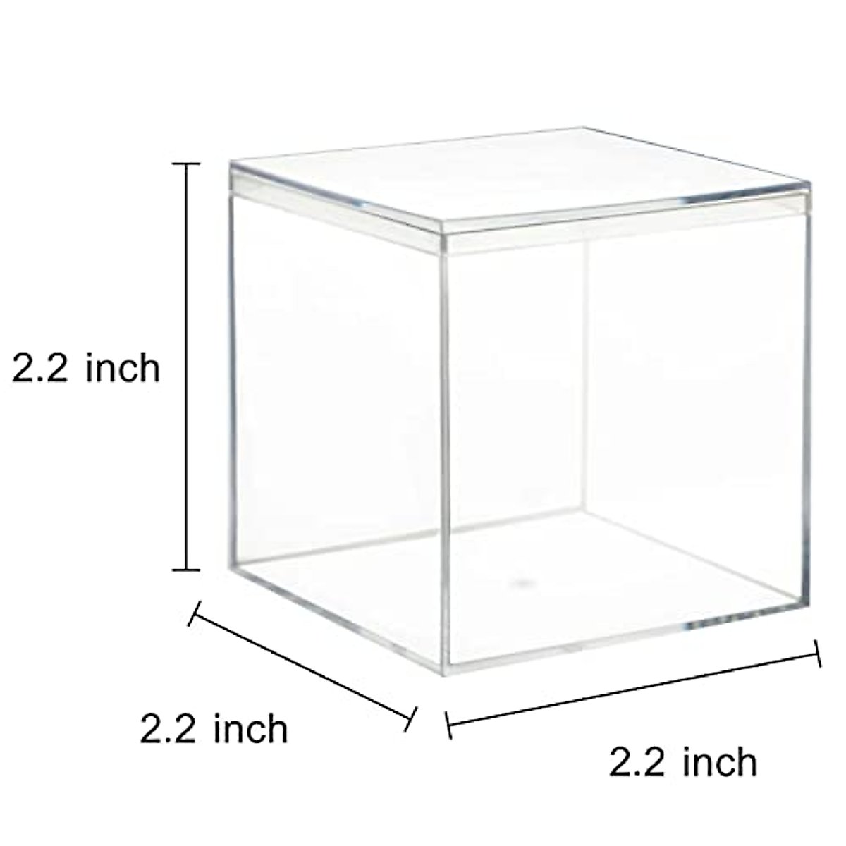RSYJ Clear Acrylic Plastic Square Cube 2.2x2.2x2.2 Inch, 4 Pack Acrylic Box with Lid, Clear Cube Display Case, Small Plastic Storage Box with Lid, Square Clear Containers Box
