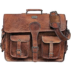 Cuero DHK 16 Inch Vintage Handmade Leather Messenger Bag Laptop Briefcase Computer Satchel Bag for Men & Women (16 Inch Medium)
