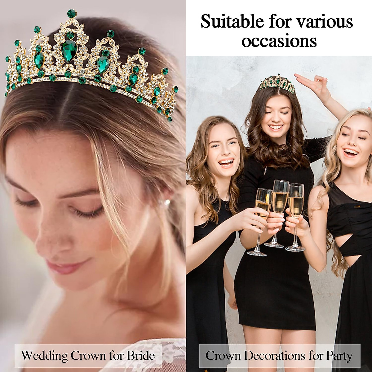 Atoden Green Birthday Crown and Birthday Queen Sash Tiara Birthday Girls Women Crystal Crown Princess Birthday Party Decorations Rhinestone Happy Birthday Accessories for Party Birthday Gifts