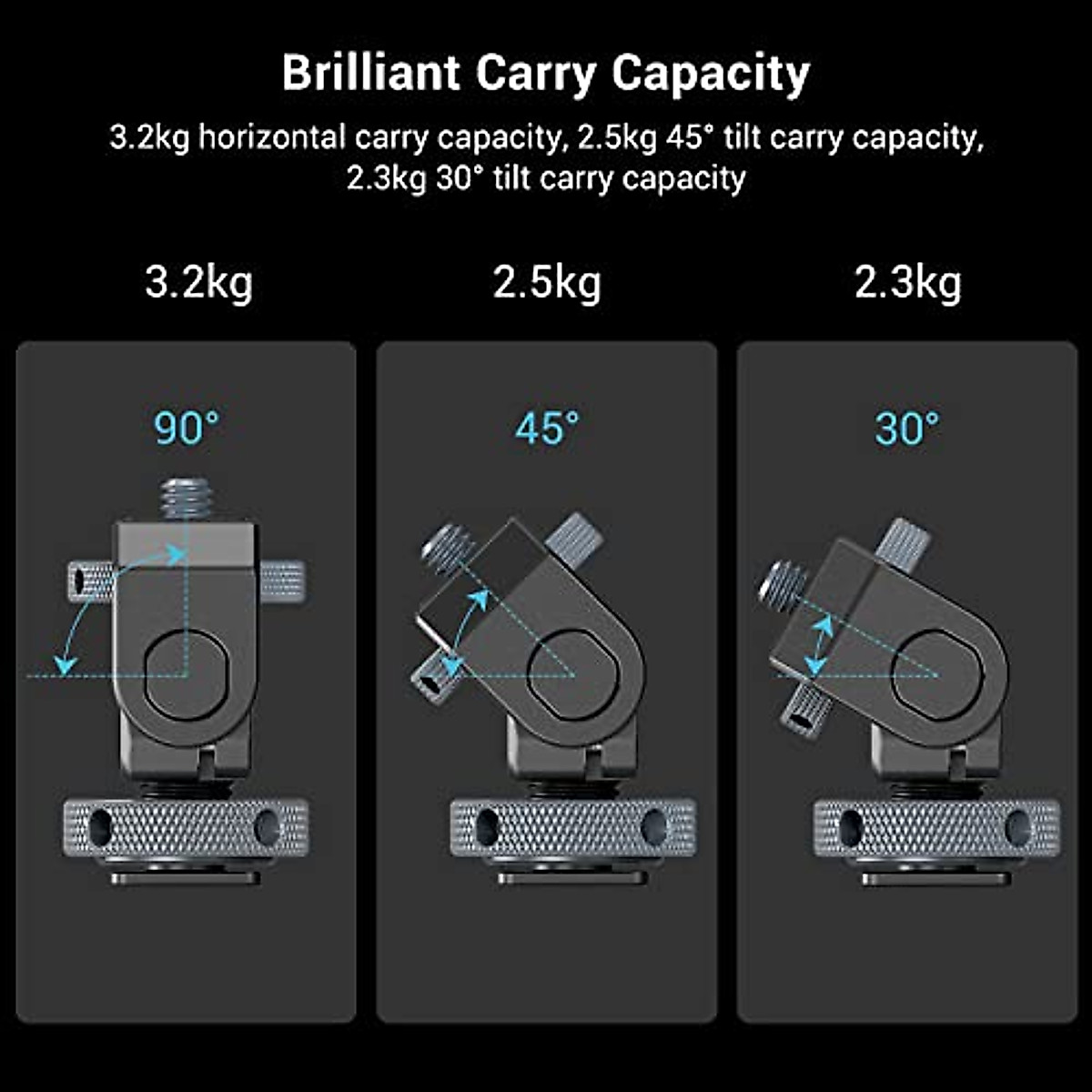 SmallRig Camera Monitor Mount Lite with Cold Shoe, Swivel 360° and Tilt 180° Holder for Field Monitor, LED, Flash and Video Shooting Photography Accessories, Max Load Capacity of 90° Tilt 3.2kg - 3809