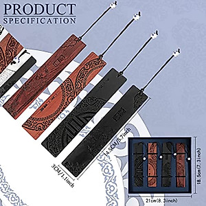 GGFLY 4pcs Traditional Style Wood Handmade Bookmark Carving Box Set for Teachers Men and Women Birthday Gift (Including Box)