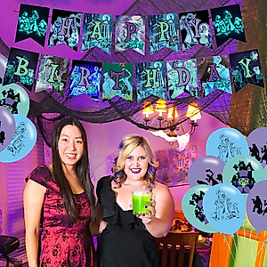 Haunted of Mansion Birthday Party Decorations, Halloween Horror Theme Party Supplies with Happy Birthday Banner, Cake Toppers, Balloons for Kids Adults Party Favors