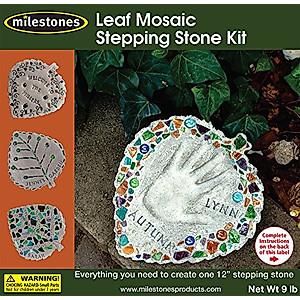 Midwest Products Co. Milestones Decorative Mosaic Leaf Stepping Stone Kit for Flower Beds, Gardens, and Walkways - 901-11455