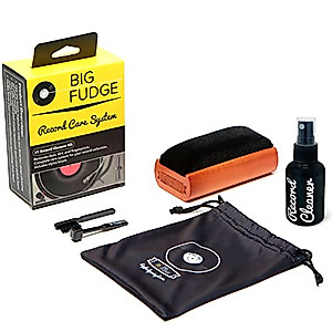 Big Fudge Vinyl Record Cleaning Kit - Complete 4-in-1 - Includes Ultra-Soft Velvet Record Brush, XL Cleaning Liquid, Stylus Brush and Storage Pouch! Will NOT Scratch Your Records! …