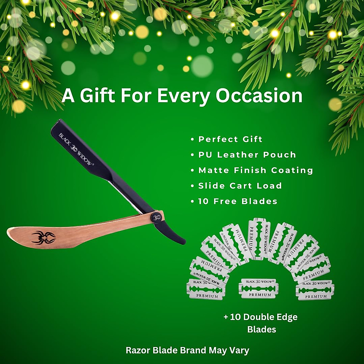 Professional Straight Razor for Men, Barber Straight Edge Razor Kit with 10 Double- Edge Straight Razor Blades, Straight Razor Shaving Kit Stainless Steel