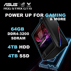 ASUS 2022 ROG Gaming Desktop, Intel Core i7-12700F Processor, 64GB DDR4 RAM, 4TB PCIe SSD + 4TB HDD, NVIDIA GeForce RTX 3060 12G DDR6, Win 11 Pro, Black, Hotface DVD-RW USB Hub