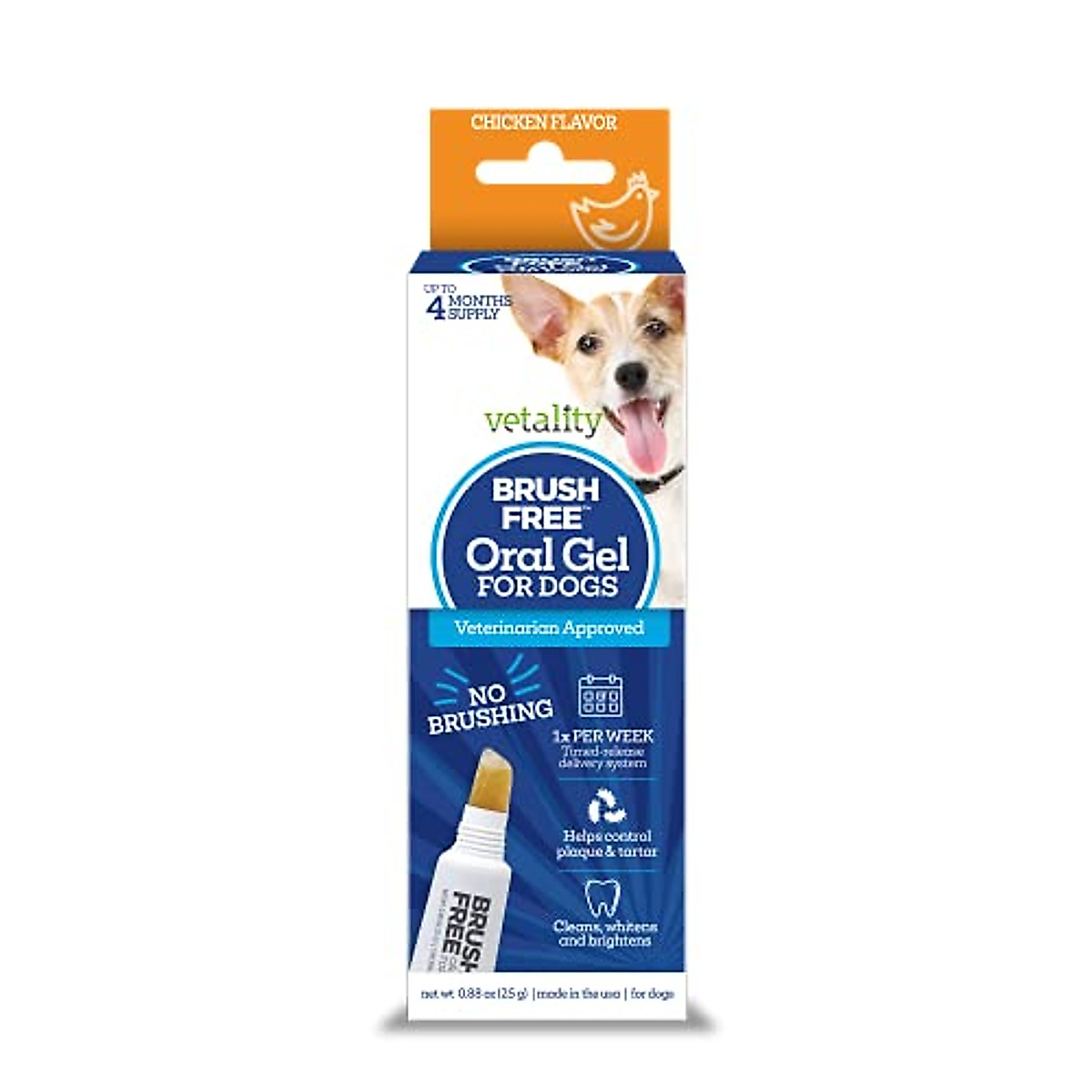 Vetality Brush Free Oral Gel for Dogs | Vet Formulated Dental Care with ProLong Technology | Cleans Teeth and Gums