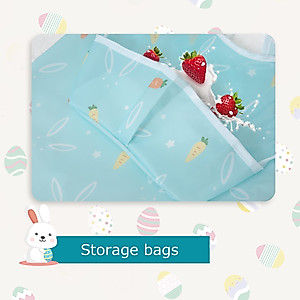 Little Dimsum 2 Pcs Baby Food Bibs Short Sleeves Feeding Bibs Waterproof Baby Bibs 6-48 Months Toddler Bibs Apron Smock with Top Pocket Bag for Babies/Toddlers/Infants