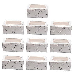 Abaodam 10pcs Box Cake Box Cupcake Carrying Case Cupcake Takeout Container Cupcake Container Bakery Cupcake Holder Cookie Carrier with Lid Cake Containers Paper White Suitcase Egg Tart