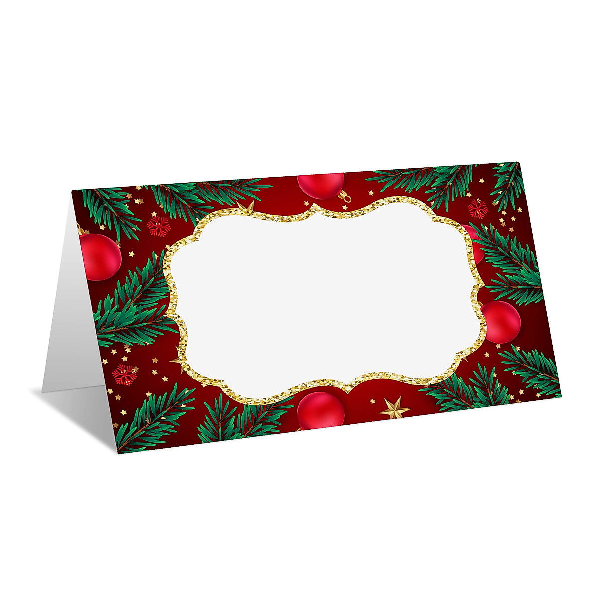 Place Cards for Christmas Party, Editable Name Place Cards, Seating Place Cards for Tables, Tent Style Cards for Wedding, Dinner Party or Any Occasion, Easy Folding, Pack of 25 Escort Cards(A15)