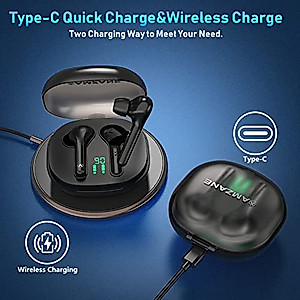 Wireless Earbuds Bluetooth Headphones with Wireless Charging Case and LED Power Display 35Hr Playtime Bass Stereo Sound Earphones Sweatproof Touch Control Built in Mic Headset for Sport Workout Office