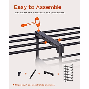 CASAMAYA Shoe Rack, 10 Tier Metal Shoe Organizer, DIY Tall Shoe Storage Shelf for 32 Pairs of Shoes and Boots, Space-Saving, Easy to Assemble, Entryway, Black SRT210B01