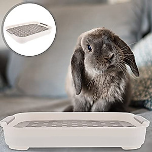 Rabbit Litter Box Plastic Small Animal Litter Box Toilet - Square Litter Tray Cage Toilet Potty Trainer for Rabbits Guinea Pigs Ferret Chinchilla Hamster - White