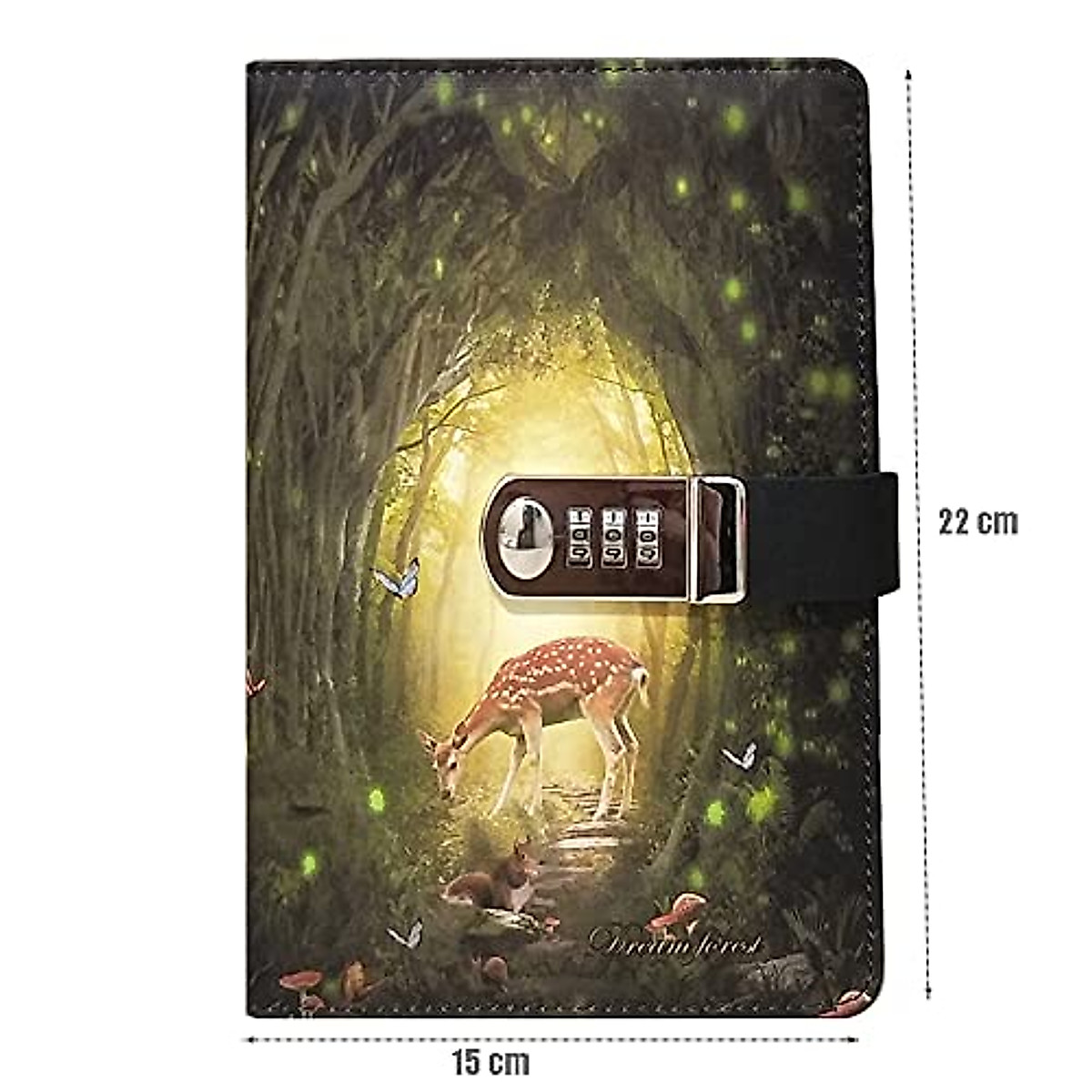 AZPINGPAN Cartoon PU Leather Cover Lock Diary Journal Office Learning Writing Notebook Thickening Portable Planner Organizer Digital Password Notebook Locking Personal Diary