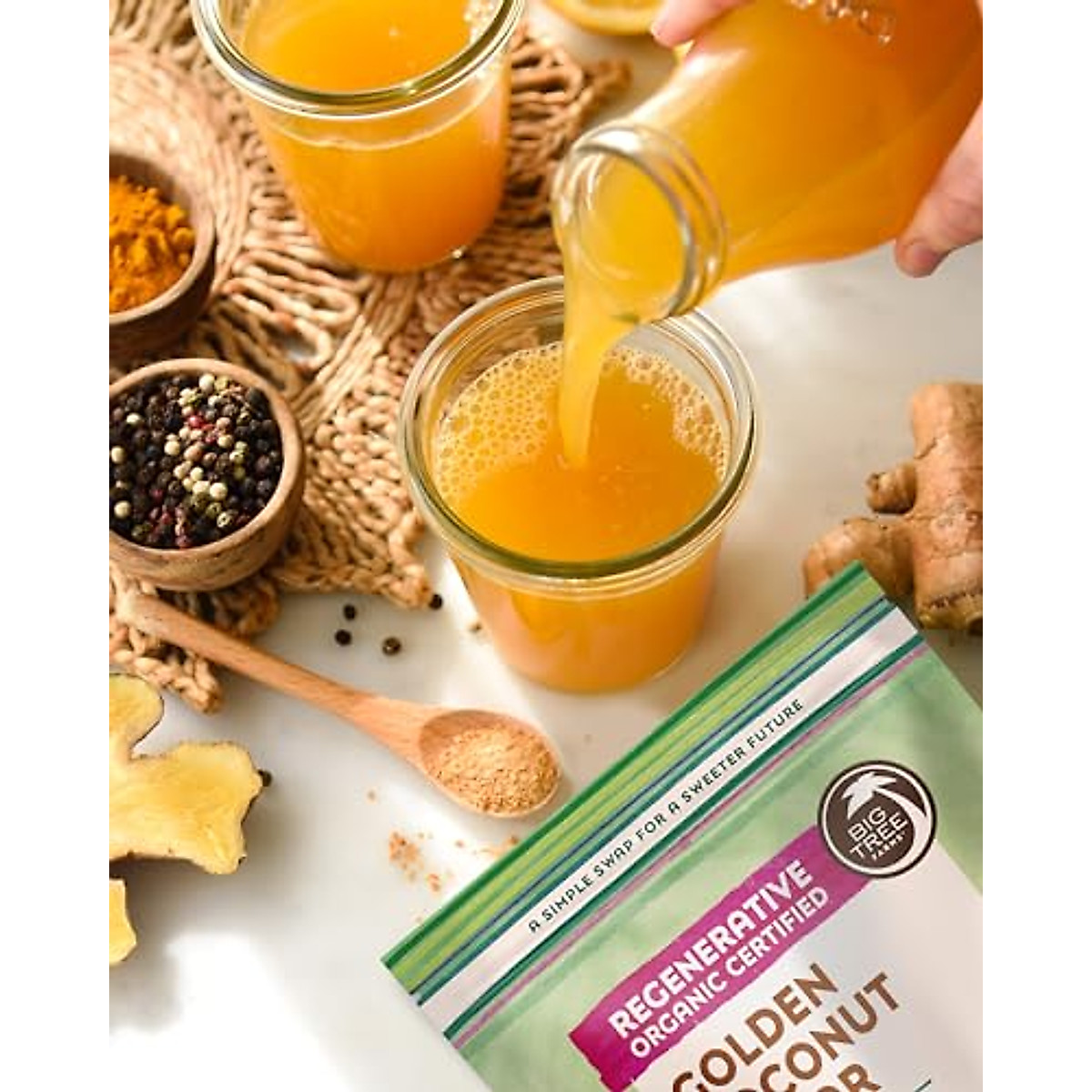 Big Tree Farms Organic Coconut Sugar, Vegan, Gluten Free, Paleo, Certified Kosher, Cane Sugar Alternative, Substitute for Baking, Non GMO, Low Glycemic, Unrefined, Fair Trade, Golden, 1 lb