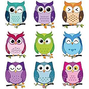 45 Pieces Colorful Owls Cut-Outs, Owls Accents Paper Cutouts Owls Name Tags Labels Owls Themed Party Bulletin Board Classroom Decoration for Teacher Student Back to School Party Supply 6.7 x 5.5 Inch