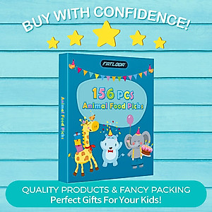 156PCS Animal Food Picks for Kids, FATLODA Fun Bento Picks for Picky Eater, Cute Fruit Food Toothpicks, Lunch Bento Box Accessories for Toddler