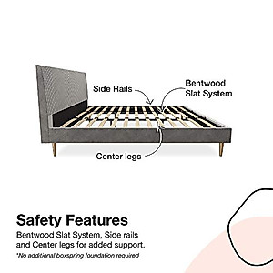 Mr. Kate Daphne Upholstered Headboard and Modern Platform Frame Bed, King, Light Gray Velvet