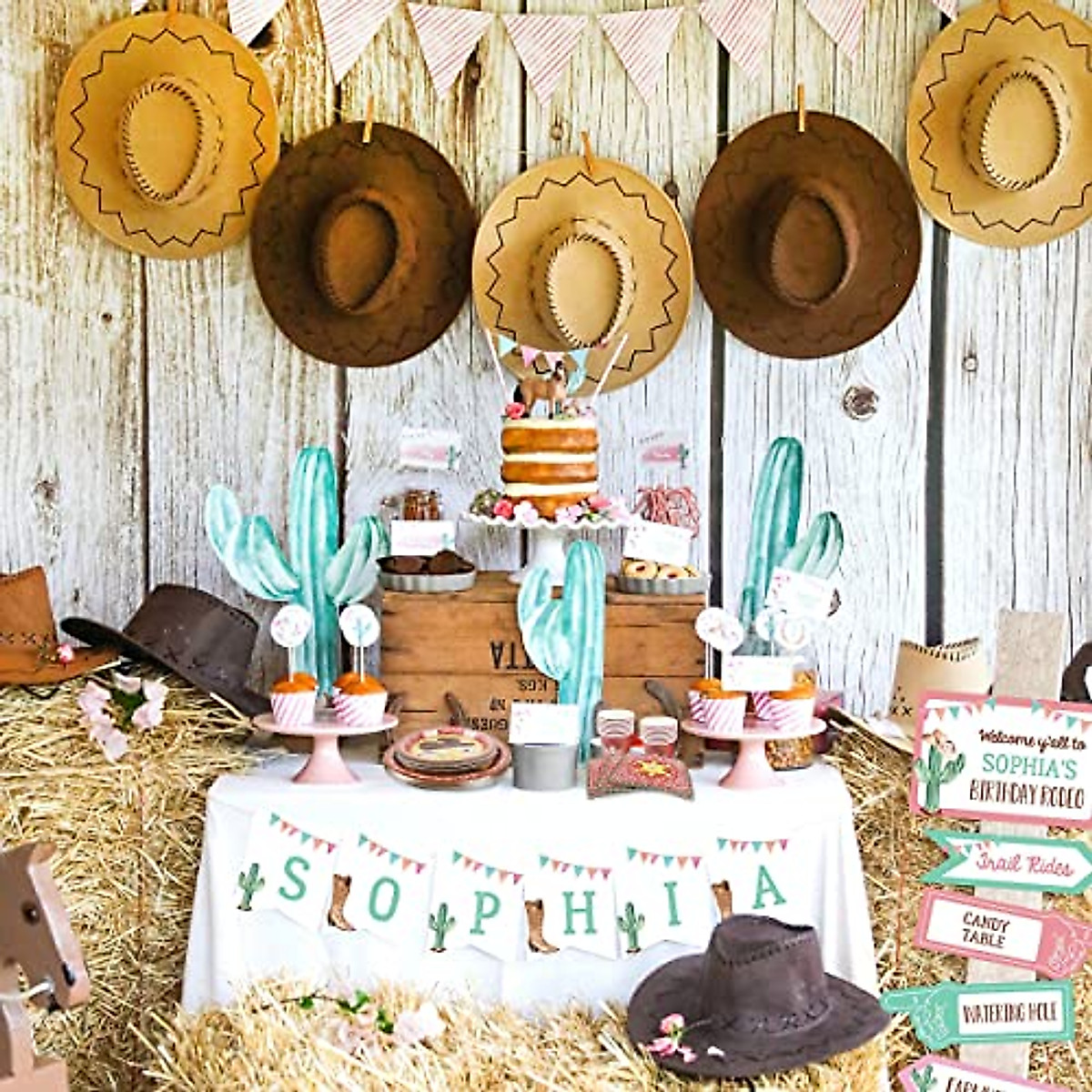 CIEOVO Rodeo Western Cowboy Party Supplies - Serves 16 Guest Includes Dinner Paper Plates, Cups and Napkins Perfect for Western Cowboy Theme Birthday Baby Shower Parties Decoration