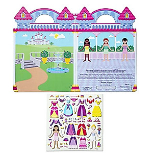 Melissa & Doug Puffy Sticker Set: Princess - 67 Reusable Stickers - Kids Fashion Activities, Restickable Princess Sticker Book, Puffy Princess Stickers For Kids Ages 4+
