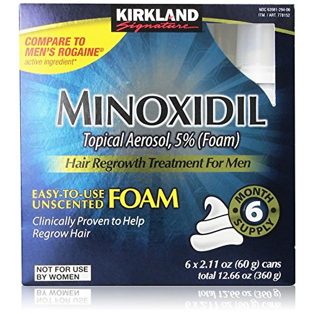 Kirkland Signature Minoxidil Foam for Men, 12.66oz (6x2.11oz=12.66oz)