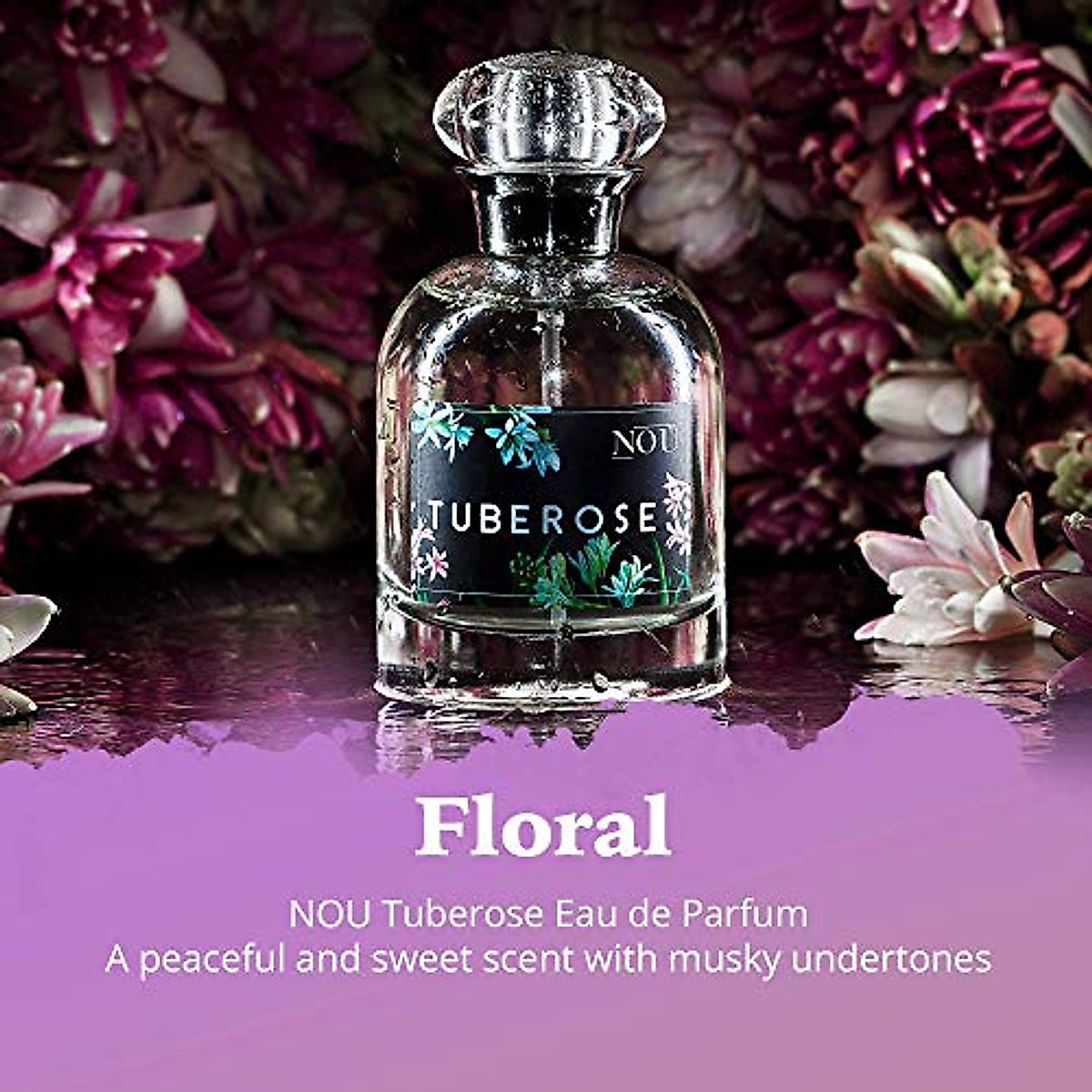 NOU Tuberose Perfume – Floral Perfume Sweet Musky Notes – Natural Perfume for Women Blended with Natural Essential Oils – Fresh Smelling Perfume Tuberose Perfume – 1.7 fl oz EDP