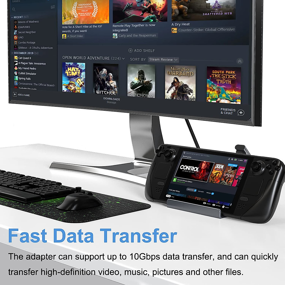 Jadebones Right Angle USB C Adapter (2-Pack), Up and Down 90 Degree Type C Male to Female 10Gbps PD 60W Fast Charge Connector for Steam Deck,Switch,Quest,MacBook,Laptop,Tablet,Phone (Grey)