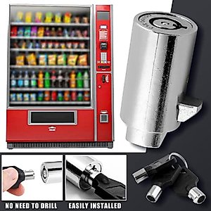Luomorgo 1 Pc Vending Machine Lock and Key, Keyed Alike Tubular Soda Machine Lock, Universal Candy Machine Lock Replacement, Snack Vending Machine Locks with 3Pcs Keys (Chrome)