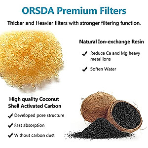 ORSDA Cat Water Fountain Filters, Replacement Carbon, Resin Filters for D30 67oz/2L Automatic Pet Fountain Cat Water Fountain Dog Water Dispenser, 3 Triple Filtration System… (12PCS 67oz/2L Filters)