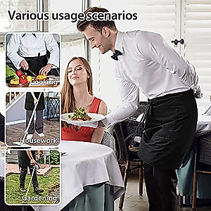 ROTANET Server Aprons Black Half Bistro Apron with 3 Pockets 22 Inch Waiter Waitress Long waist Apron for Men Women Waterpoof