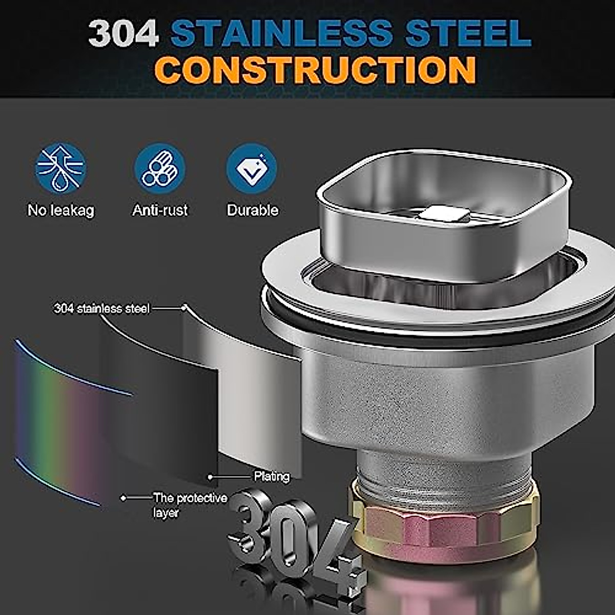 BOTEMY Pop Up Bathroom Sink Stopper Kitchen Sink Drain Strainer Assembly Kit with Stainless Steel Strainer Basket/Drain Stopper for 1.34-1.57 Inch American Standard Kitchen Sink Drains