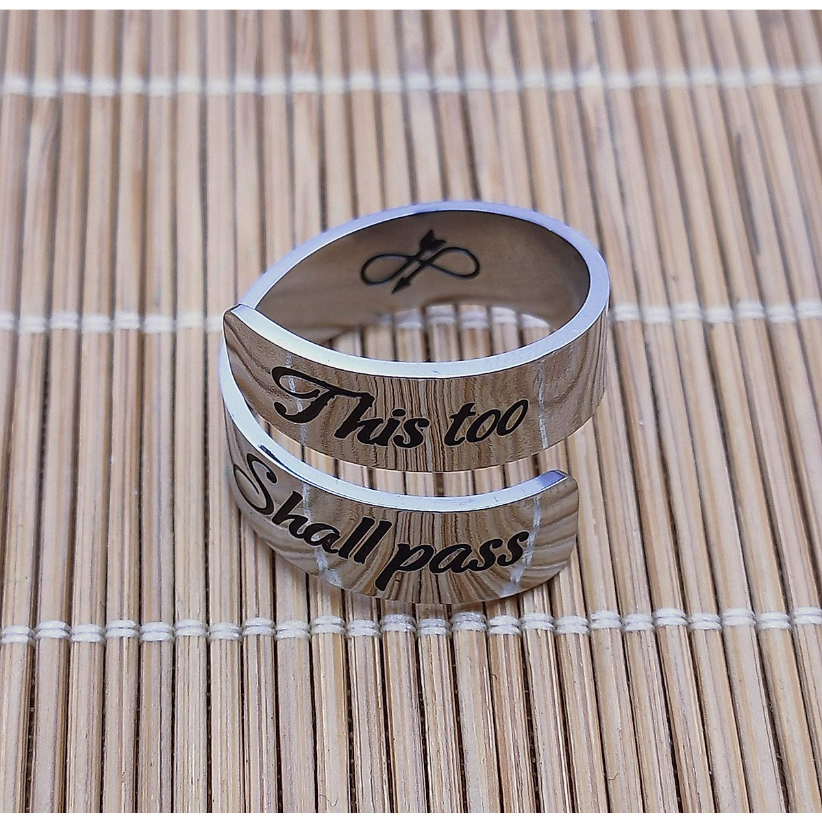 HOFOYA Adjustable Inspirational this too shall pass sings stainless steel engraving rings motivational gift birthday valentines gifts for men women teens.