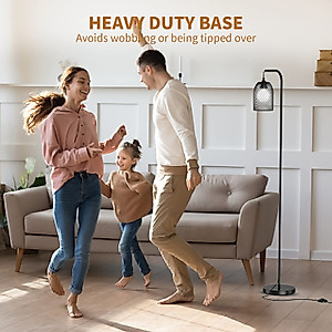 A ANTEN Industrial Floor lamp, Metal Standing Lamps for Living Room, 63 Inch, Modern Tall Lamp for Reading, E26, Mid Century Corner Lamp with Foot Switch, Black Floor Light for Bedrooms, Office, Home