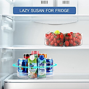 Goramio 10.6" Lazy Susan Organizer with 5 Removable Bins, Clear Plastic Divided Crazy Susan Lazy Susan Turntable, for Fridge Cabinet Refrigerator Kitchen Pantry Organization and Storage