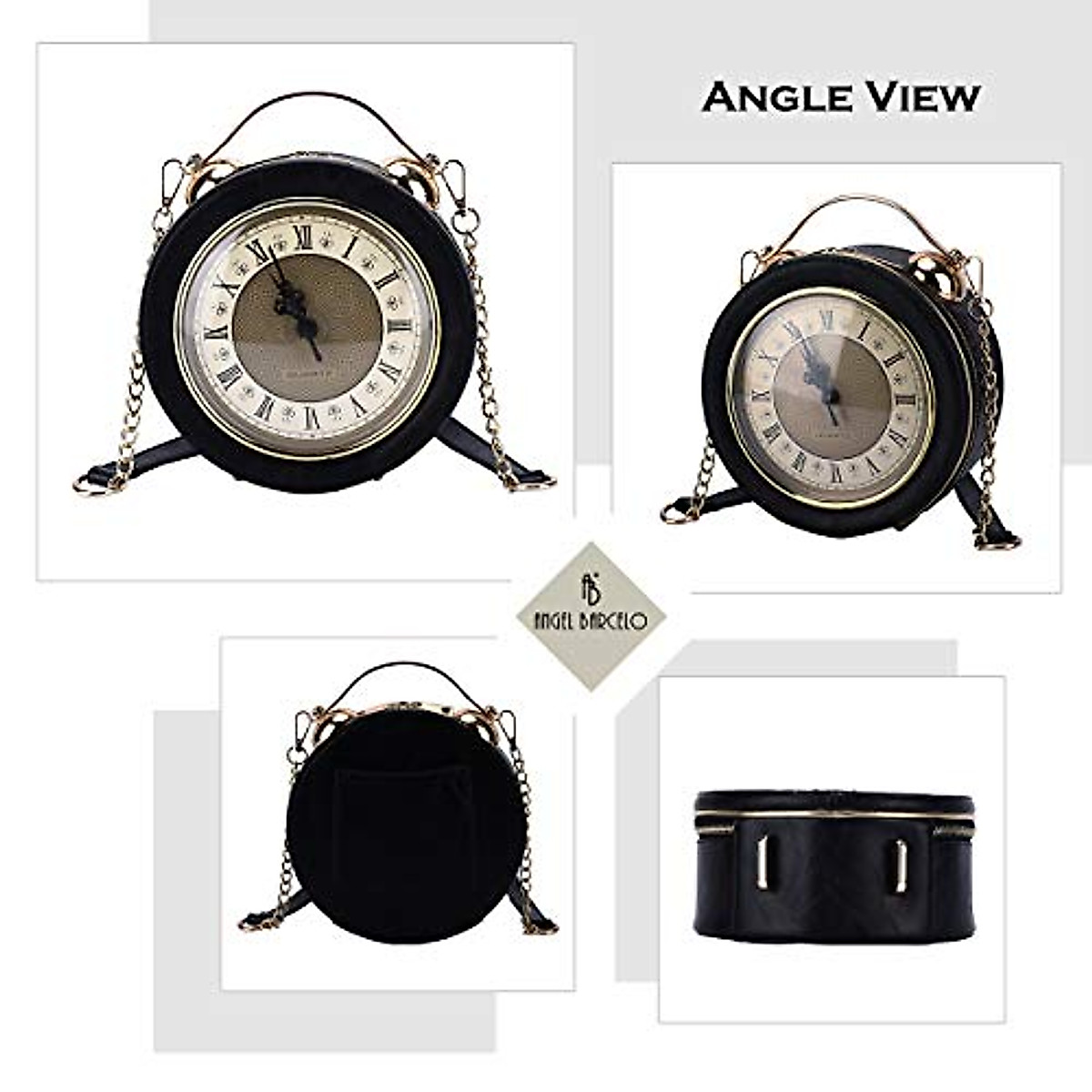 Angel Barcelo Crossover Purse and Handbags Fashion Womens Shoulder bag Handbag (Black)