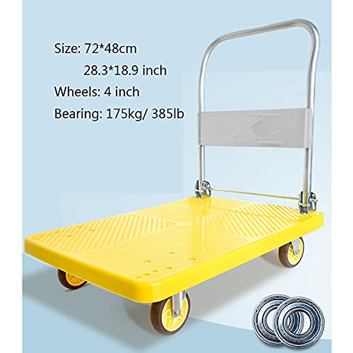 Generic Platform Hand Truck Folding Platform Truck Plastic Panel Push Dolly with Metal Handle 360 Degree Swivel Wheels for Indoor Floor Silent Moving Push Dolly for Loading (Size : 385lb) (3