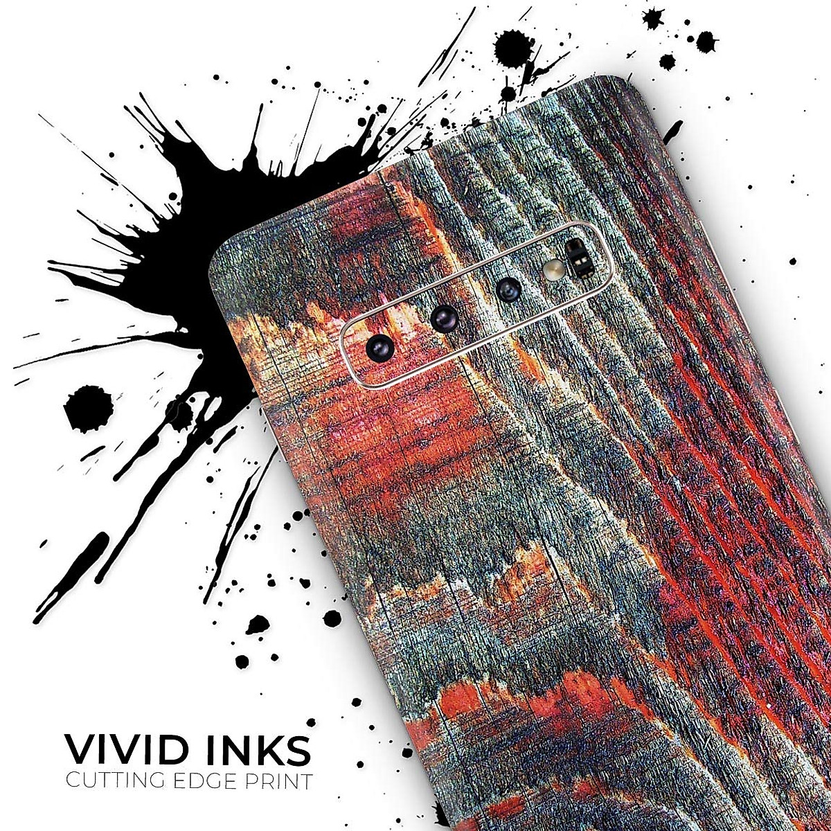 DesignSkinz Grungy Orange and Teal Dyed Wood Surface Protective Vinyl Decal Wrap Skin Cover Compatible with The Samsung Galaxy S20 (Screen Trim & Back Glass Skin)