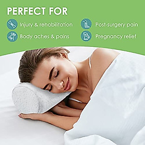Cushy Form Neck Roll Pillow - Viscose of Bamboo Tube Pillow w/Washable Cover - Memory Foam Cylinder Pillows for Spine Discomfort, Yoga, Bed - Bolster & ﻿Travel Pillow