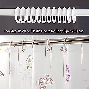 TOOFN Shower Curtain Liner Wild Flowers and Butterflies Design PEVA Odorless Water Proof (Floral, 72" W*72" L)