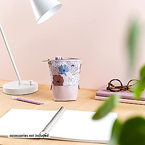 Stand Up Pencil Case - in Bloom - Keep Track of Your Writing Tools. Perfect for Desks and Backpacks. Coverts to Pen Cup. Durable Canvas Material and Gold Metal Zipper by Erin Condren