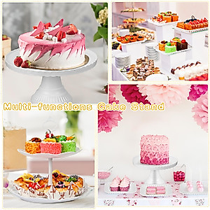 Zhehao 15 Pcs Dessert Table Display Set Tiered Cupcake Stands Serving Tray Plastic 2 Tier 3 Tier Cake Stands Round Cake Stand Candy Fruit Display Tower for Wedding Birthday Party (Silver, White)
