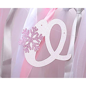 Winter Alderland Snow High Chair Tutu - 1st Birthday high Chair Banner, Smash Cake Photo Props, Winter Wonderland Snowflake Design ONE, 1st Birthday Photo Background. (Snowflake)