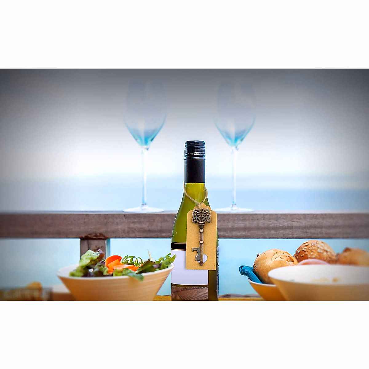 50pcs Copper Skeleton Key Beer Bottle Opener With 100 Pcs Blank Card and 98 Feet Hemp Rope for Wedding Party Favors (mixed 5 styles copper)