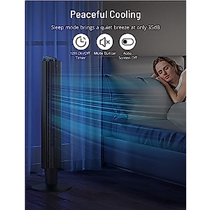 PARIS RHÔNE Tower Fan with Remote, 90° Oscillating Quiet Cooling Fan, 42'' or 36'' Height Adjustable, 5 Speeds, Sleep Mode, 12H Timer, Tall Standing Room Fan for Bedroom, Office and Home